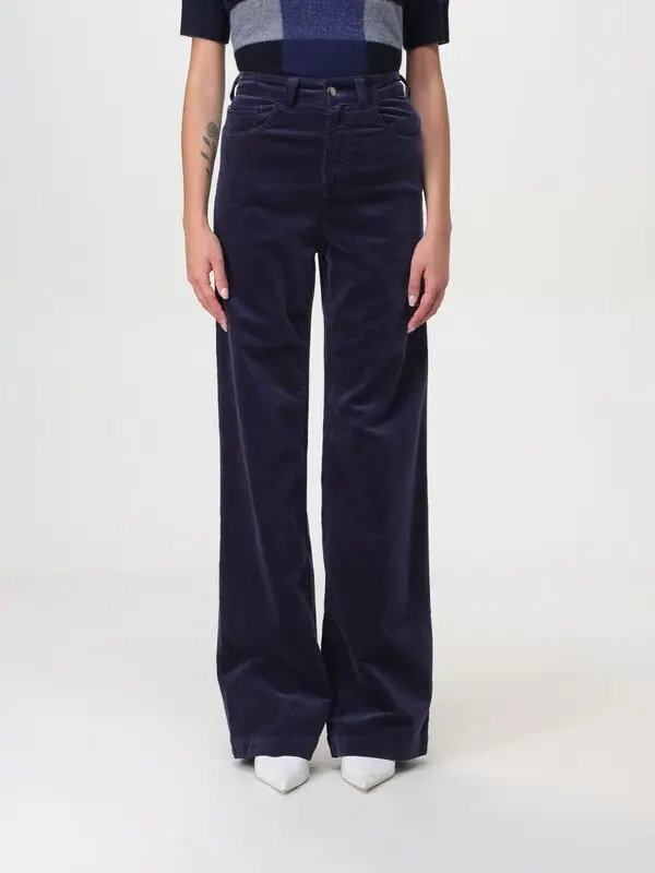 Emporio Armani Wide Leg Corduroy Pants - Blue