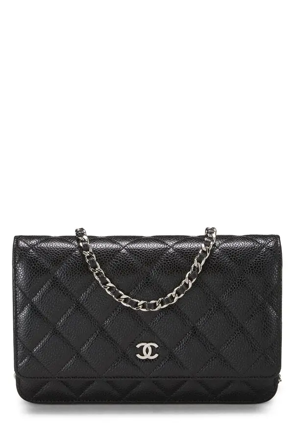 Chanel Caviar Classic Quilted Wallet On Chain - Black