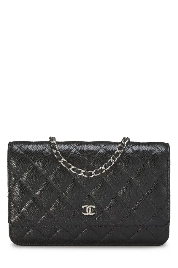 Chanel Caviar Classic Quilted Wallet On Chain - Black
