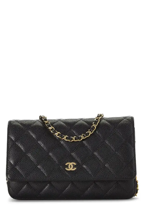 Chanel Caviar Classic Quilted Wallet On Chain - Black