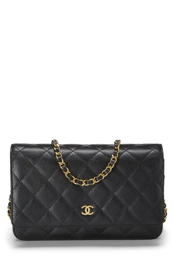 Chanel Caviar Classic Quilted Wallet On Chain - Black