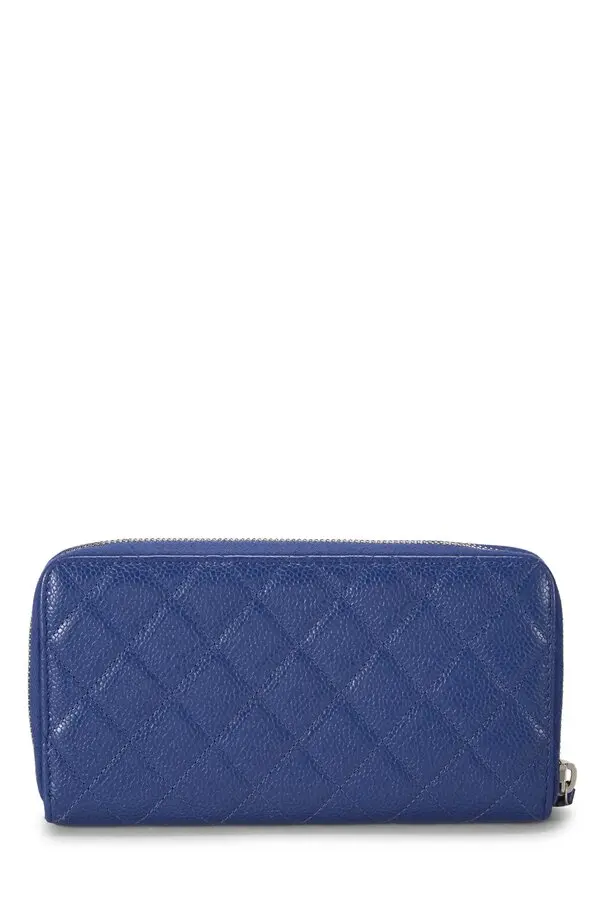Chanel Quilted Caviar Zip Around Wallet - Blue