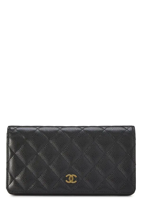 Chanel Quilted Caviar Classic Long Yen Wallet - Black