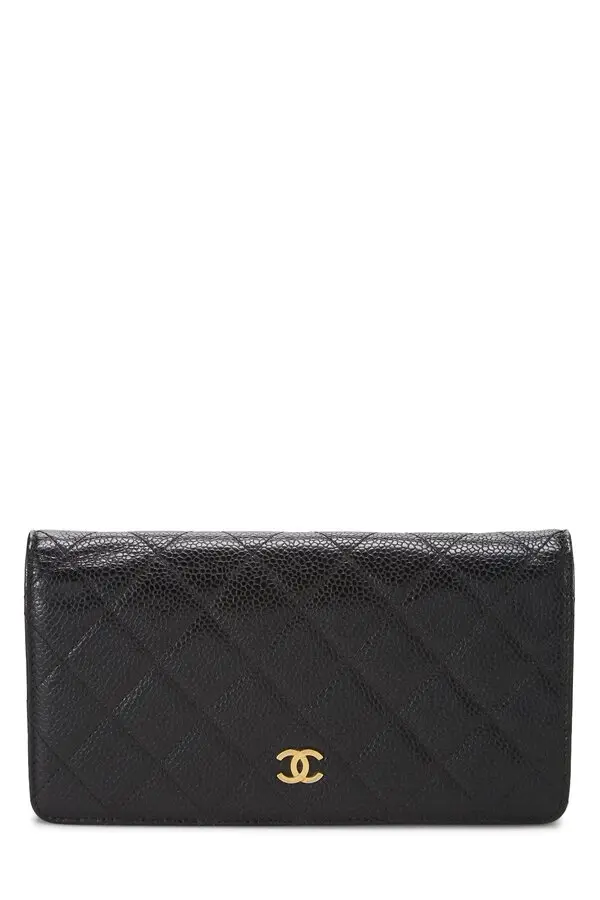 Chanel Quilted Caviar Classic Long Yen Wallet - Black