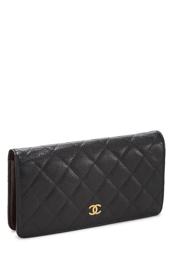 Chanel Quilted Caviar Classic Long Yen Wallet - Black
