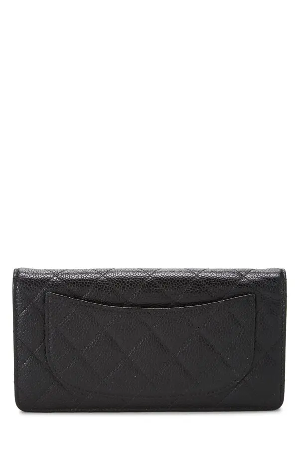 Chanel Quilted Caviar Classic Long Yen Wallet - Black