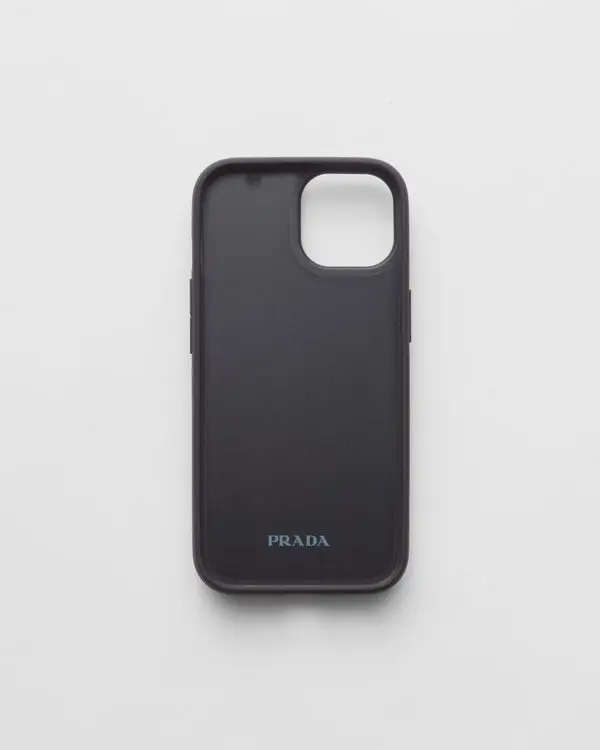 Prada Saffiano Leather Cover For Iphone 15 - Black | Editorialist