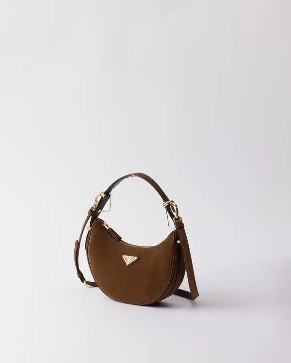 Prada Arqué Suede Shoulder Bag - Brown