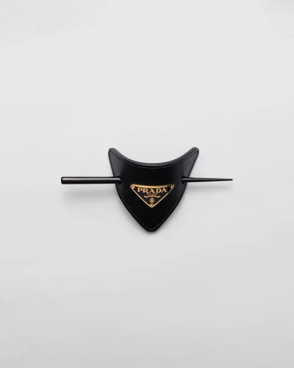 Prada Leather Hair Clip - Black