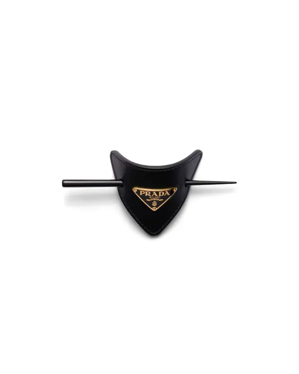 Prada Leather Hair Clip - Black