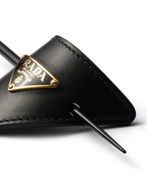 Prada Leather Hair Clip - Black