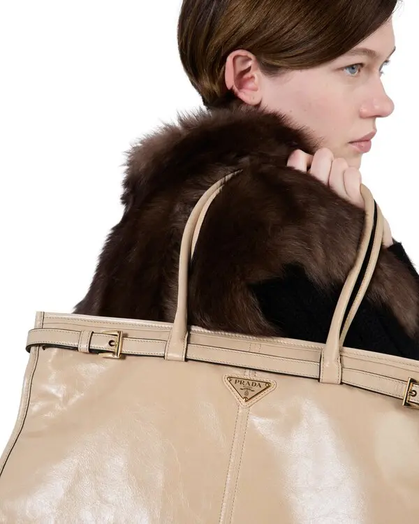 Prada Bonnie Extra-large Leather Handbag - Neutral