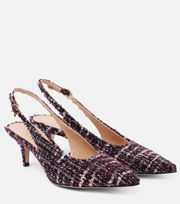 GIANVITO ROSSI 55 Bouclé Slingback Pumps - Burgundy