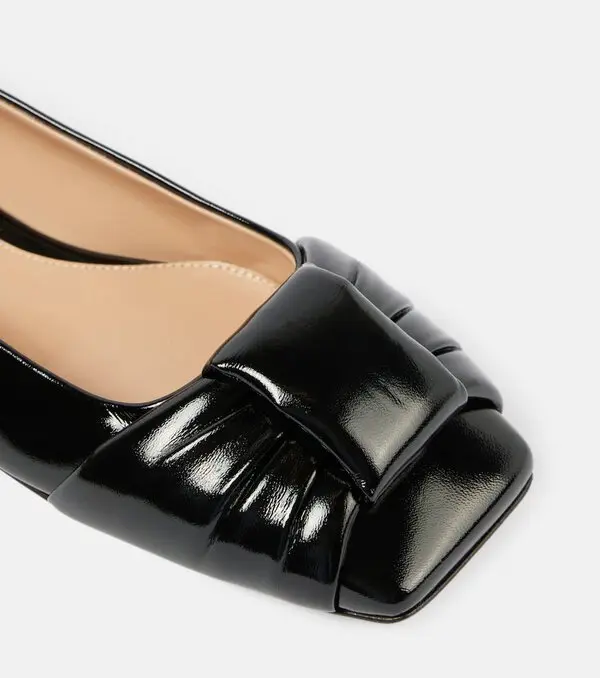 GIANVITO ROSSI Bow Detail Leather Ballet Flats - Black