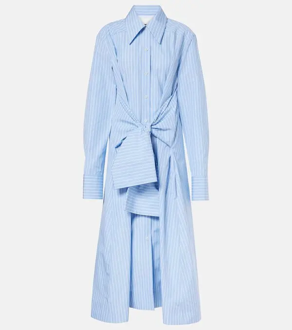 JIL SANDER Pinstripe Cotton Shirt Dress
