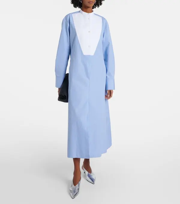 JIL SANDER Pinstripe Cotton Shirt Dress