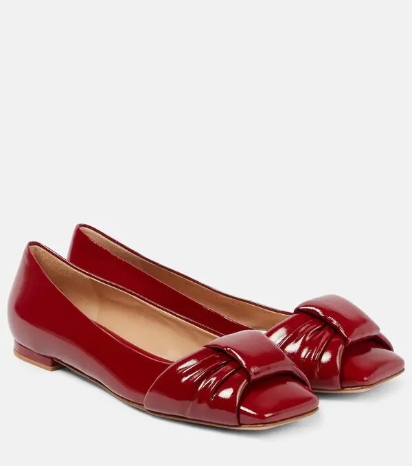 GIANVITO ROSSI Paradì Patent Leather Ballerinas - Red