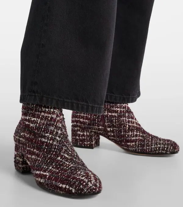 GIANVITO ROSSI 45 Bouclé Ankle Boots - Red