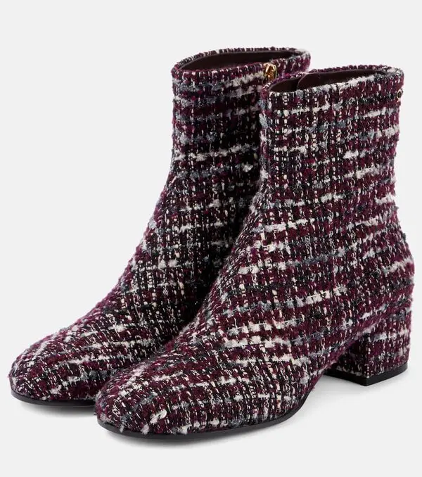 GIANVITO ROSSI 45 Bouclé Ankle Boots - Red