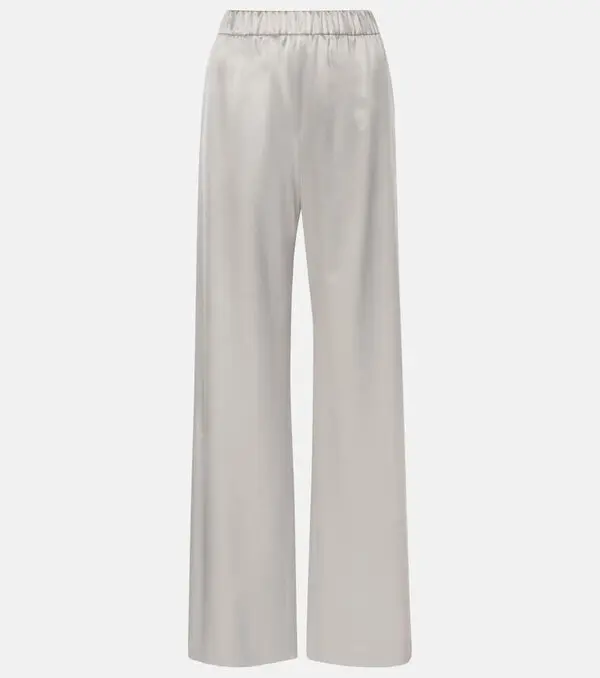 Valentino Garavani Silk Satin Wide-leg Pants - Grey