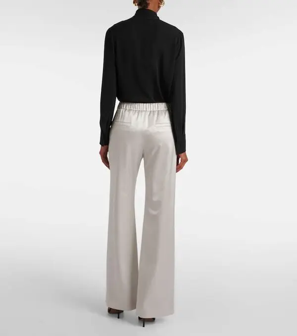 Valentino Garavani Silk Satin Wide-leg Pants - Grey
