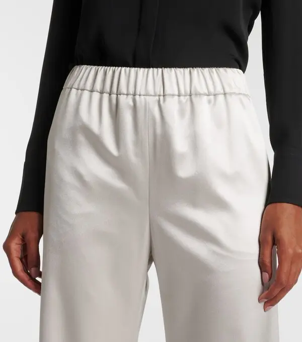 Valentino Garavani Silk Satin Wide-leg Pants - Grey