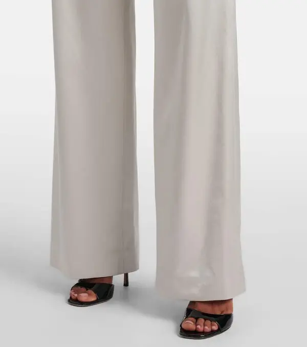 Valentino Garavani Silk Satin Wide-leg Pants - Grey