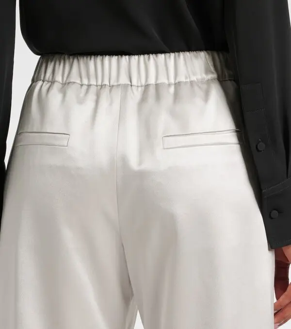 Valentino Garavani Silk Satin Wide-leg Pants - Grey