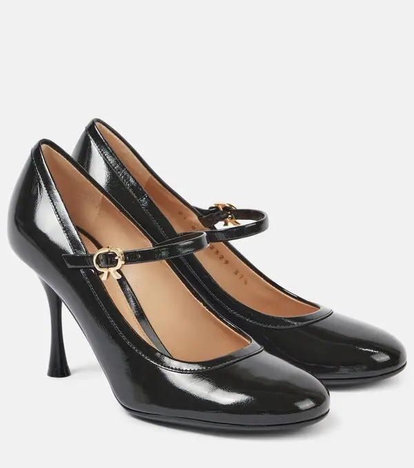 GIANVITO ROSSI Carla 85 Patent Leather Mary Jane Pumps - Black