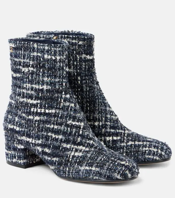 GIANVITO ROSSI 45 Bouclé Ankle Boots - Blue