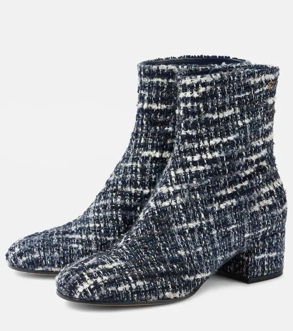 GIANVITO ROSSI 45 Bouclé Ankle Boots - Blue