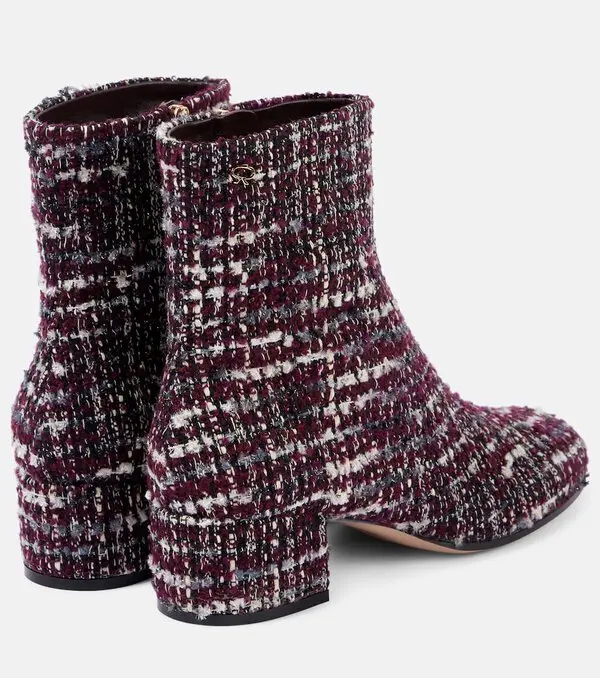 GIANVITO ROSSI 45 Bouclé Ankle Boots - Red