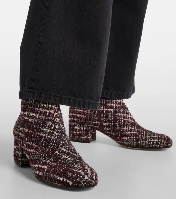 GIANVITO ROSSI 45 Bouclé Ankle Boots - Red