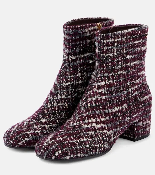 GIANVITO ROSSI 45 Bouclé Ankle Boots - Red
