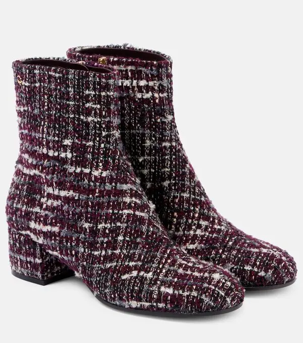GIANVITO ROSSI 45 Bouclé Ankle Boots - Red