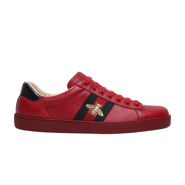 Gucci Ace Embroidered Bee Sneakers - Red