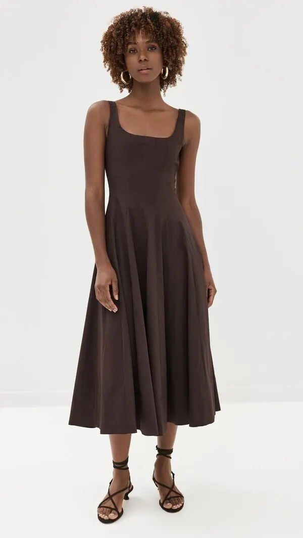 Staud Wells Midi Dress - Earth