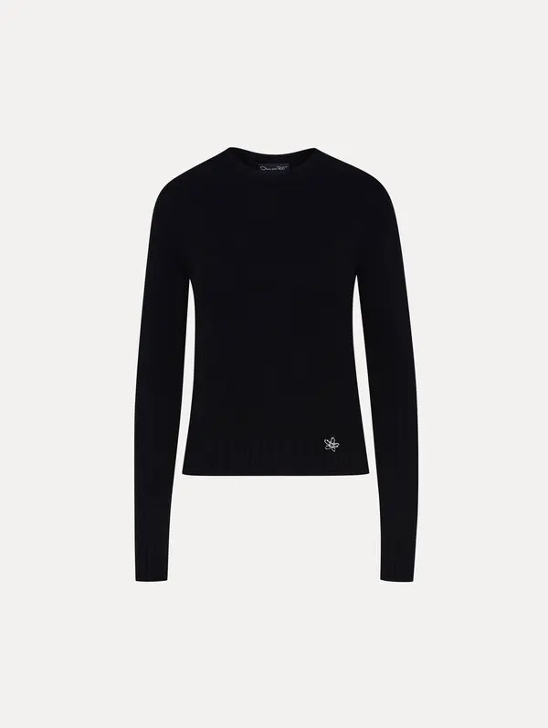 Oscar De La Renta O Flower Cashmere Pullover
