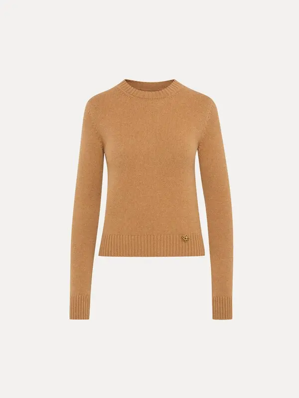 Oscar De La Renta O Flower Cashmere Pullover - Brown