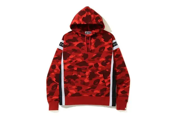 A BATHING APE Camo Logo Tape Pullover Hoodie - Red