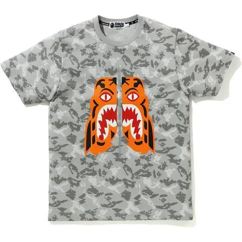 A BATHING APE Digital Camo Tiger Tee Shirt - Gray