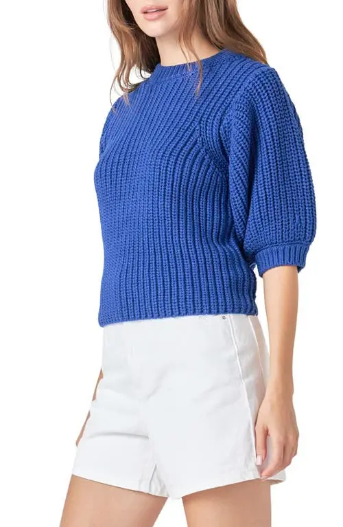 English Factory Elbow Sleeve Crewneck Sweater - Blue