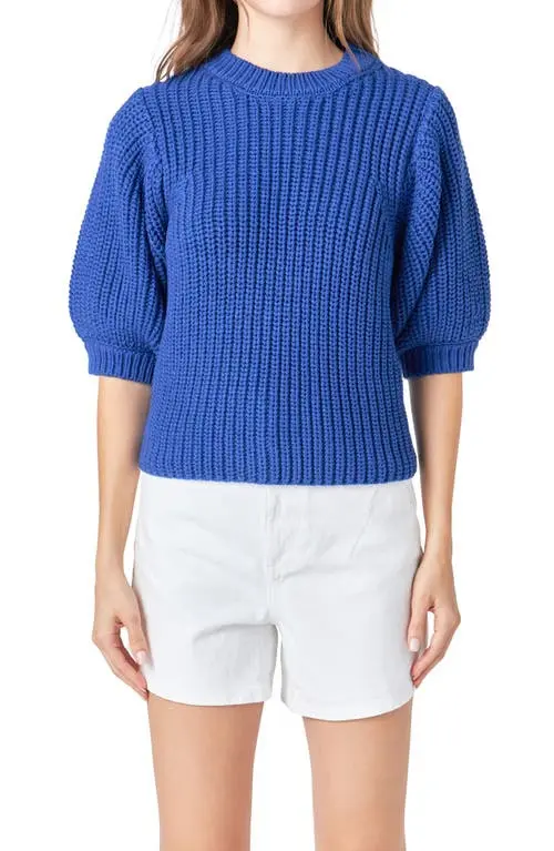 English Factory Elbow Sleeve Crewneck Sweater - Blue