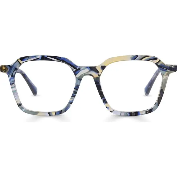 Eyebobs Four Square 51mm Square Reading Glasses - Blue Pattern Layer