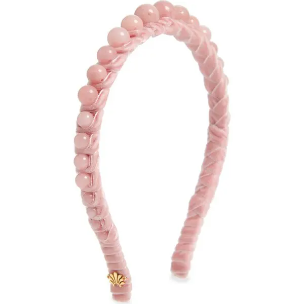 Lele Sadoughi Graduated Bead Velvet Headband In Rose - 55  display picture 1