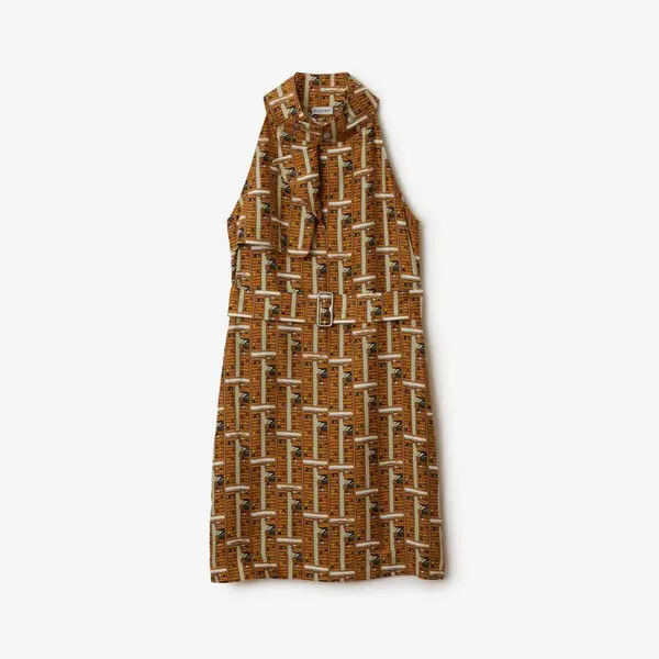 Burberry Silk Halter Dress With Print - Pumpkin | Editorialist