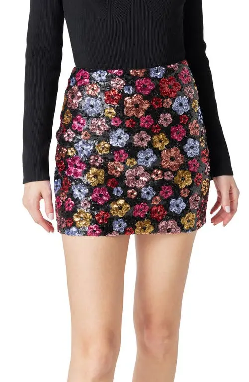 Endless Rose Floral Sequin Miniskirt