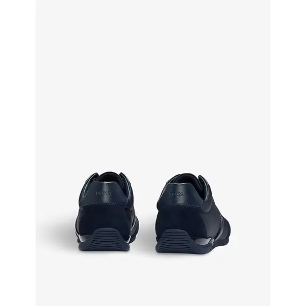 BOSS Logo Badge Lace-up Woven Trainers - Dark Blue
