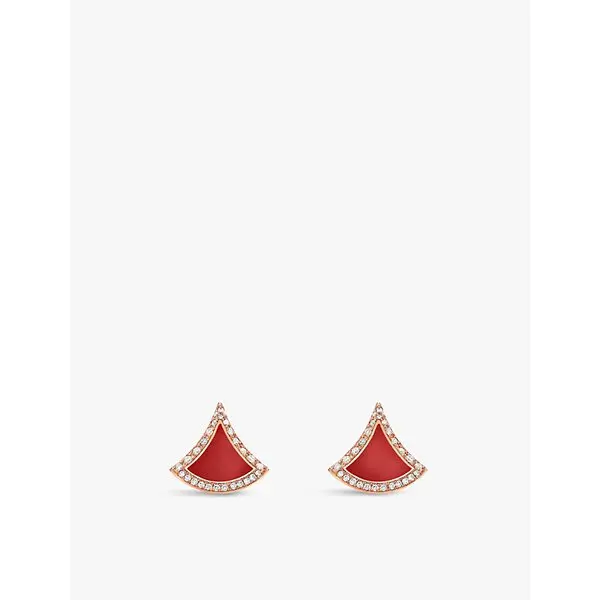 BVLGARI Divas' Dream 18ct Rose-gold Diamond And Carnelian Earrings - Rose Gold