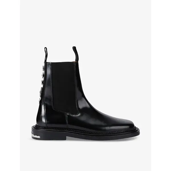 TOGA VIRILIS Square-toe Pull-tab Leather Chelsea Boots